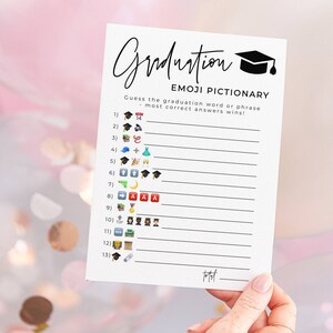 Graduation Emoji Pictionary, Printable Graduate Emoji Guessing Game ...