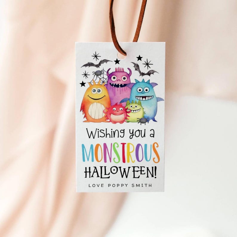 Halloween Monster Gift Tag Template, Printable Wishing You A Monstrous ...