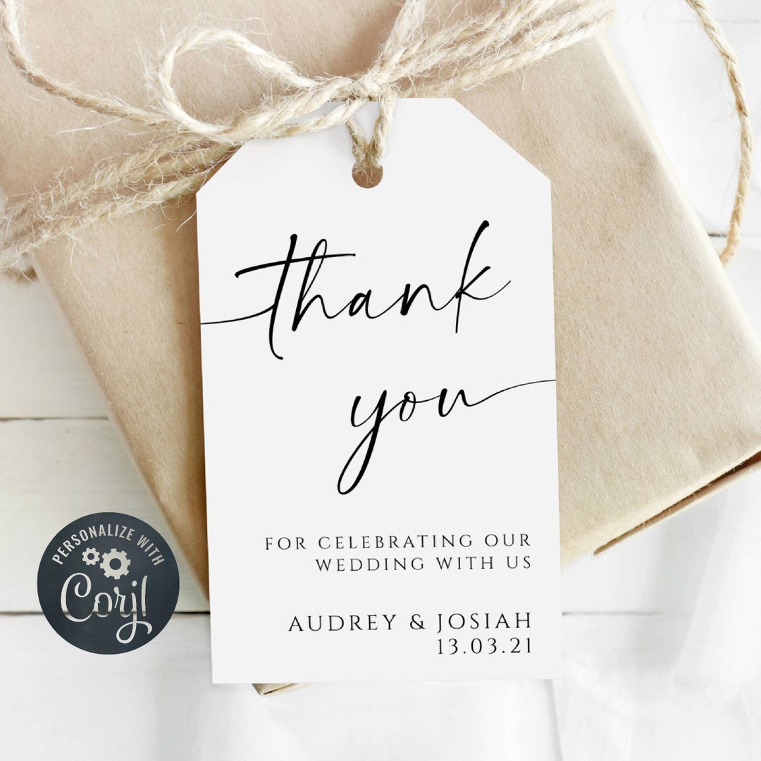 Minimalist Script Wedding Favor Tag Template, Printable Modern Classic ...