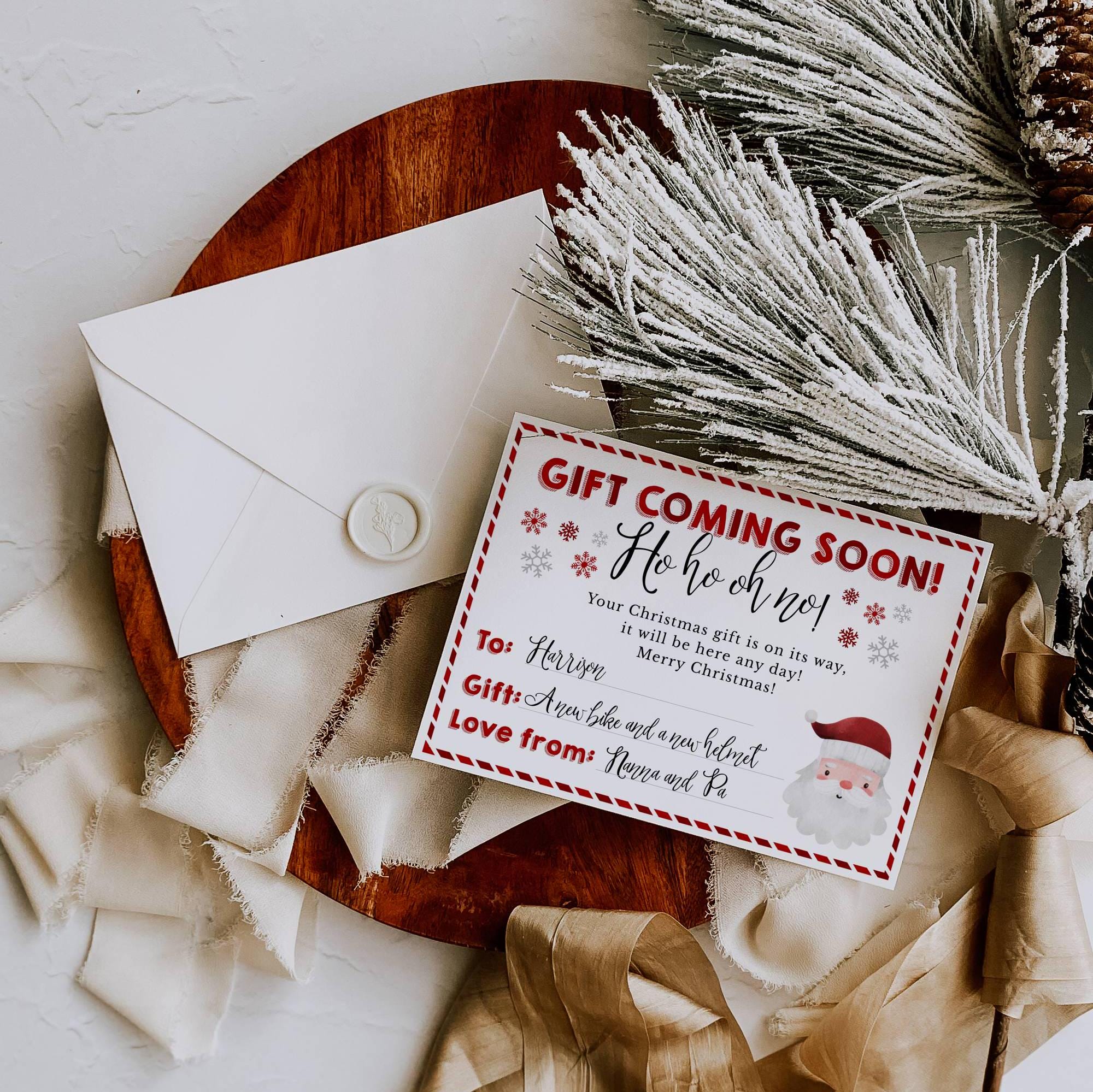 Printable Delayed Christmas Gift Card Template, Editable Gift Coming ...