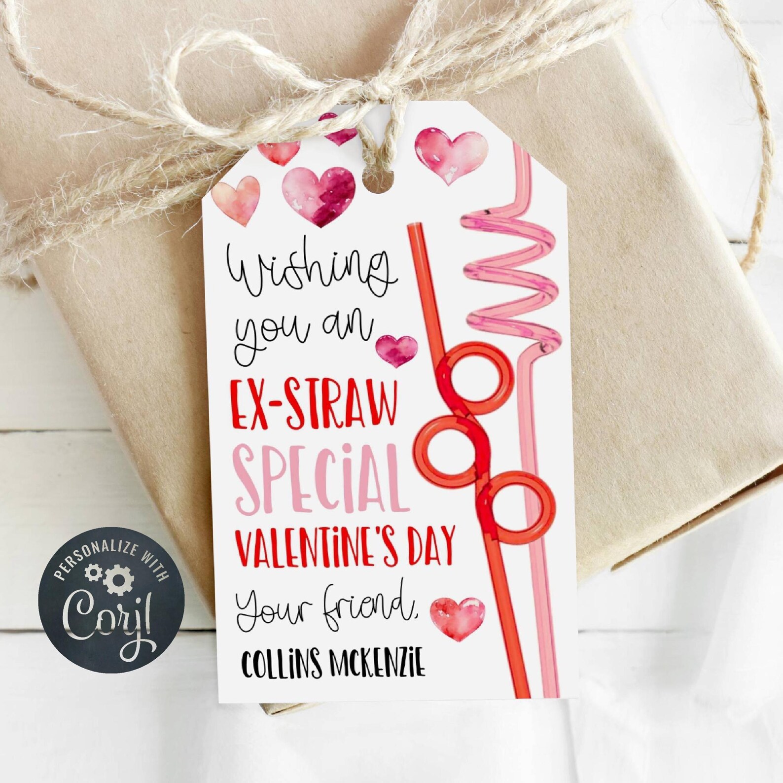 Ex-straw Special Valentine's Day Gift Tag Template, Printable Crazy ...