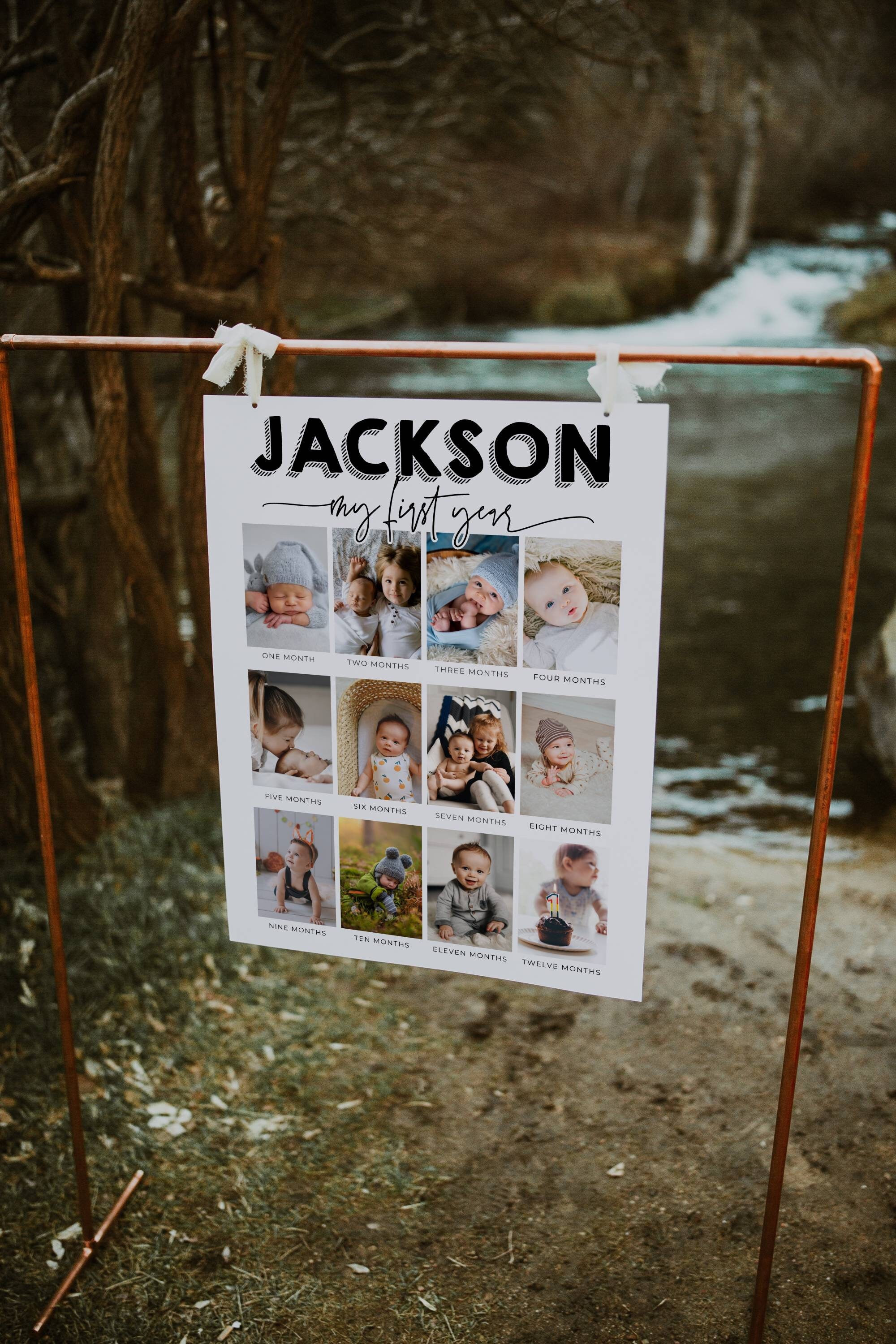 Printable Bold My First Year Poster Template, Modern 1st Birthday Photo ...