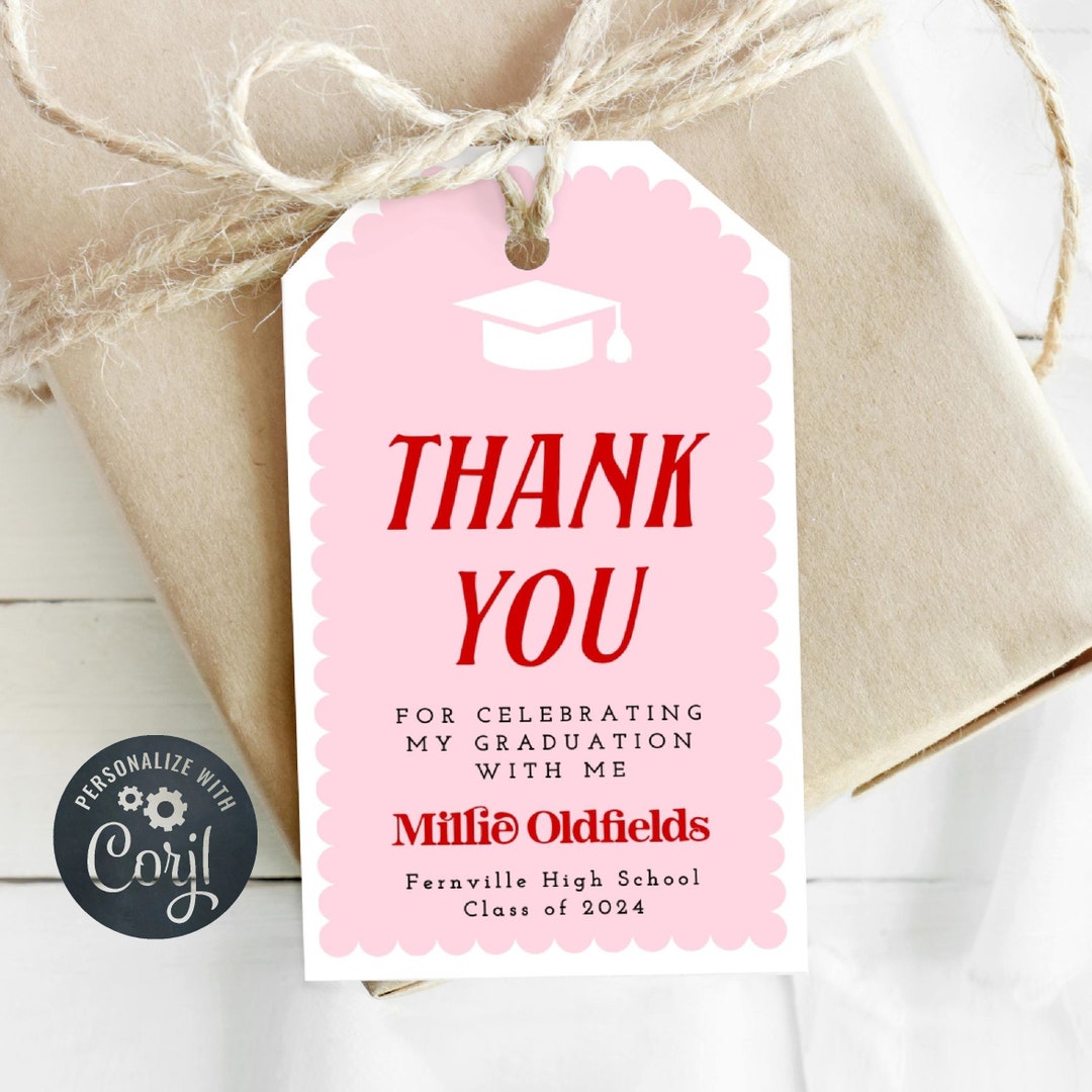 Retro Graduation Favor Tag Template, Printable Vintage Grad Party Gift ...