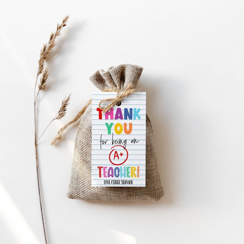Editable Teacher Appreciation Gift Tag Template, Printable A+ Teacher ...