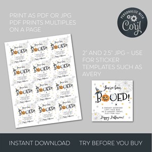 Halloween You've Been Booed Square Favor Tag Template, Printable Trick ...