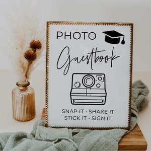 Graduation Photo Guestbook Sign Template, Printable Modern Grad Party ...