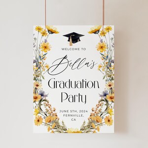 Wildflowers Graduation Welcome Sign Template, Printable Modern Boho ...