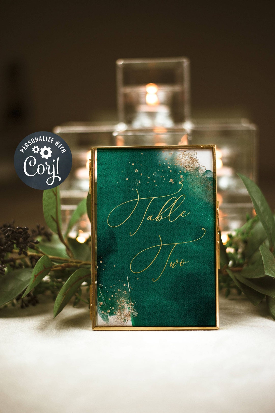 Emerald Watercolor Table Number Template Printable Hunter - Etsy