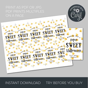 Halloween Candy Corn Gift Tag Template, Printable Halloween Favor Tags ...