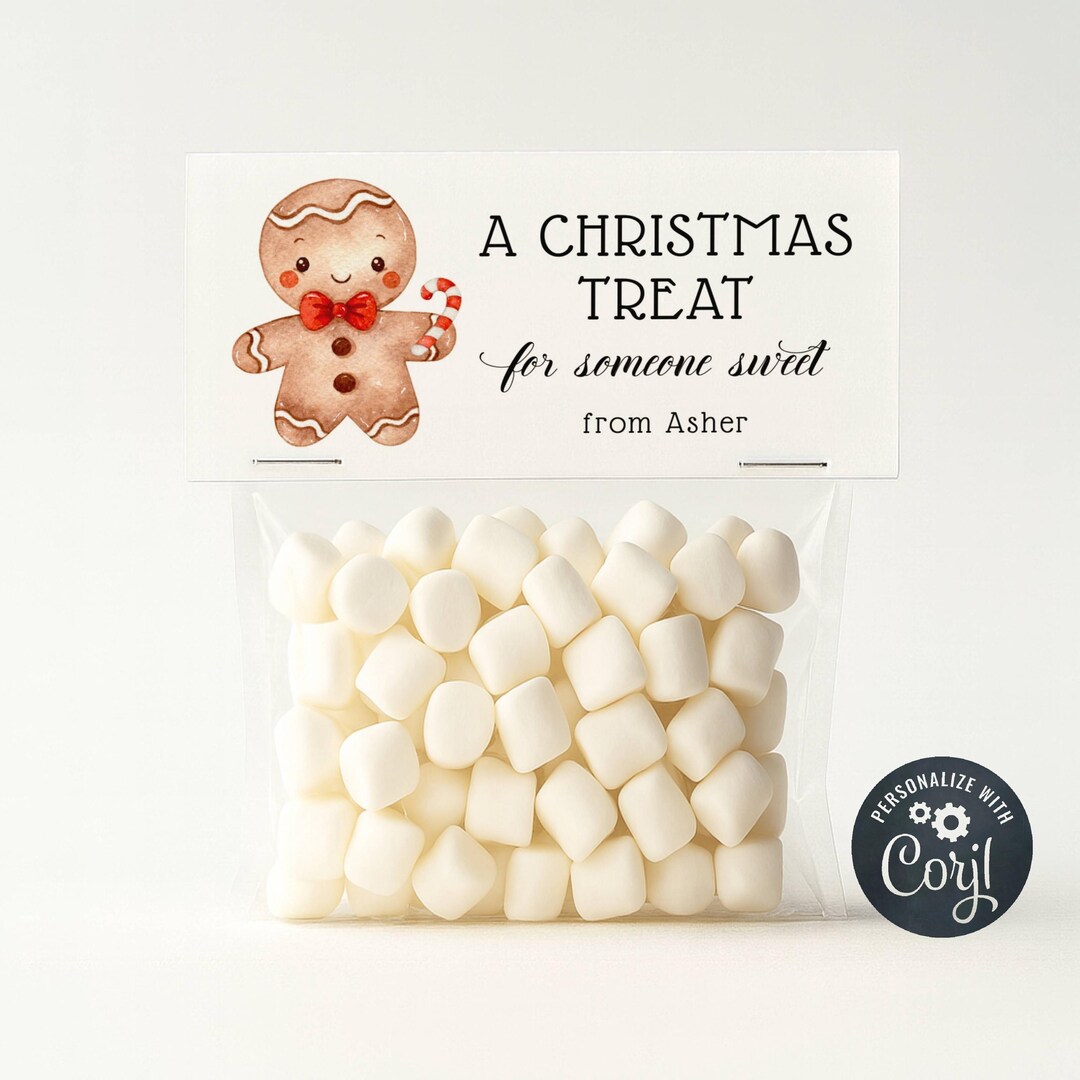 Gingerbread Man Bag Topper Template, Printable Christmas Treat Cookie ...