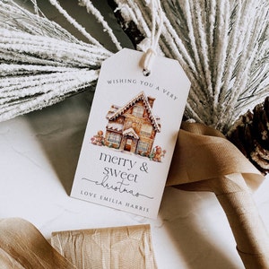 Gingerbread House Gift Tag Template, Printable Holiday Favor Tag ...