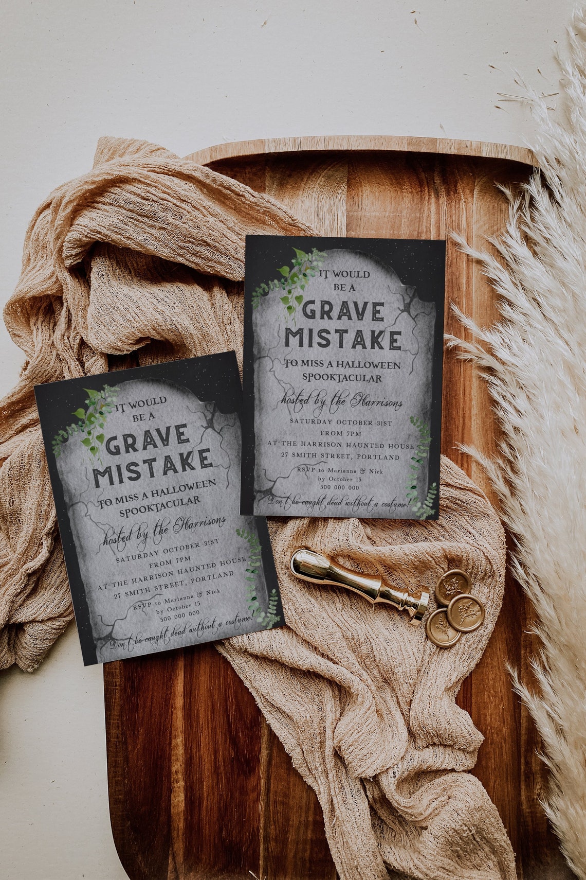 Tombstone Halloween Invitation Template Printable Gravestone - Etsy