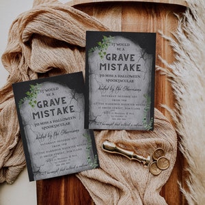 Tombstone Halloween Invitation Template, Printable Gravestone Halloween ...