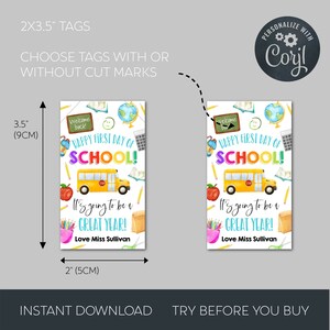 Editable Happy First Day of School Tag Template, Printable Welcome Back ...