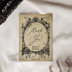 Halloween Gothic Frame Thank You Card Template Printable - Etsy
