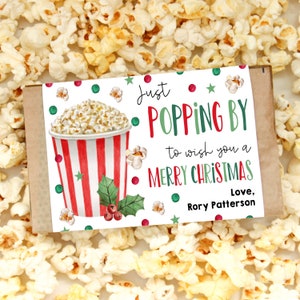Christmas Popcorn Wrapper Template, Printable Just Popping by Microwave ...