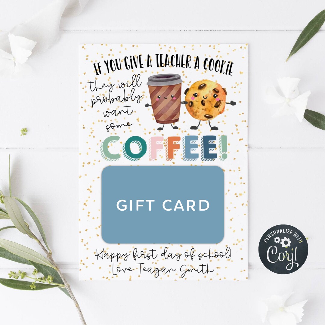 Back to School Coffee Teacher Gift Card Holder Template, Printable ...