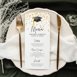 Graduation Dinner Menu Template, Printable Modern Graduate Table Decor ...