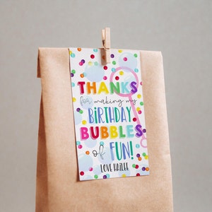 Bubbles Birthday Party Favor Tag Template, Printable Bubbles of Fun ...