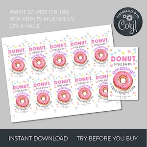 Donut Valentine's Day Gift Tag Template, Printable Donut Forget You Are ...