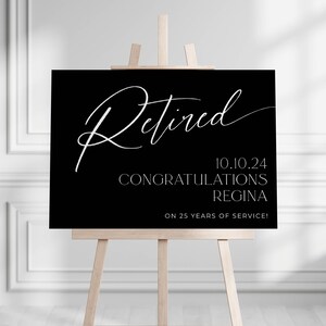 Modern Black Retirement Party Welcome Sign Template, Printable Minimal ...