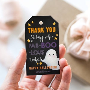 Halloween Teacher Gift Tag Template, Printable Fab-boo-lous Favor Tags ...