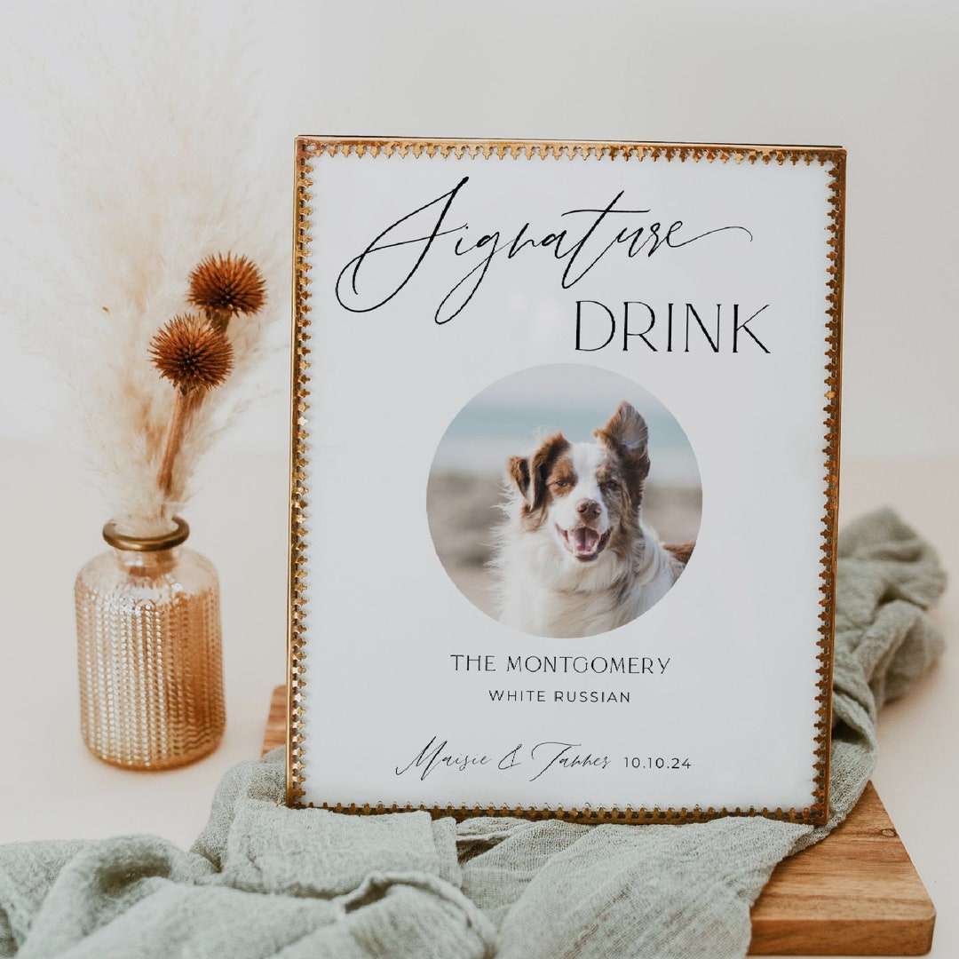 Pet Signature Drink Sign Template, Printable Wedding Dog Signature ...