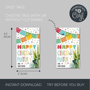 Happy Cinco De Mayo Gift Tag Template, Printable Mexican Fiesta Favor ...
