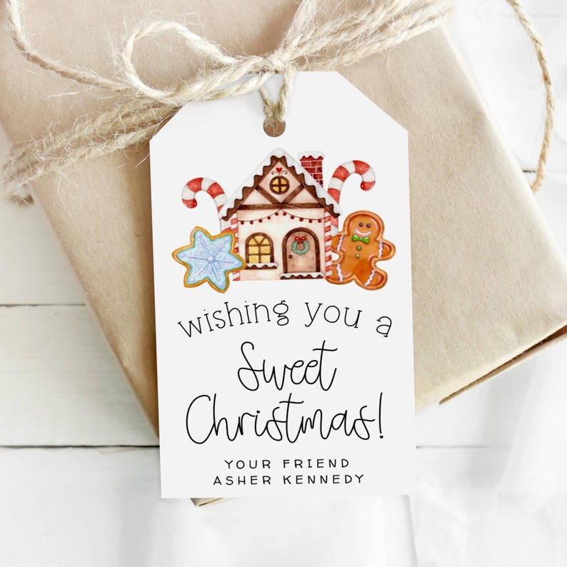 Sweet Christmas Gift Tag Template, Printable Holiday Favor Tag ...