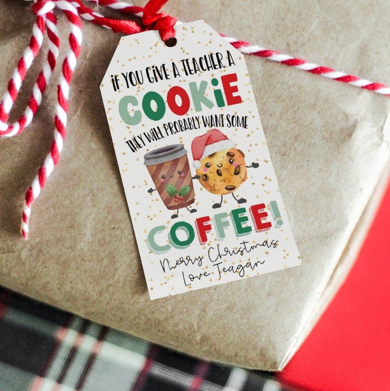 Christmas Teacher Cookie Gift Tag Template, Printable Teacher ...