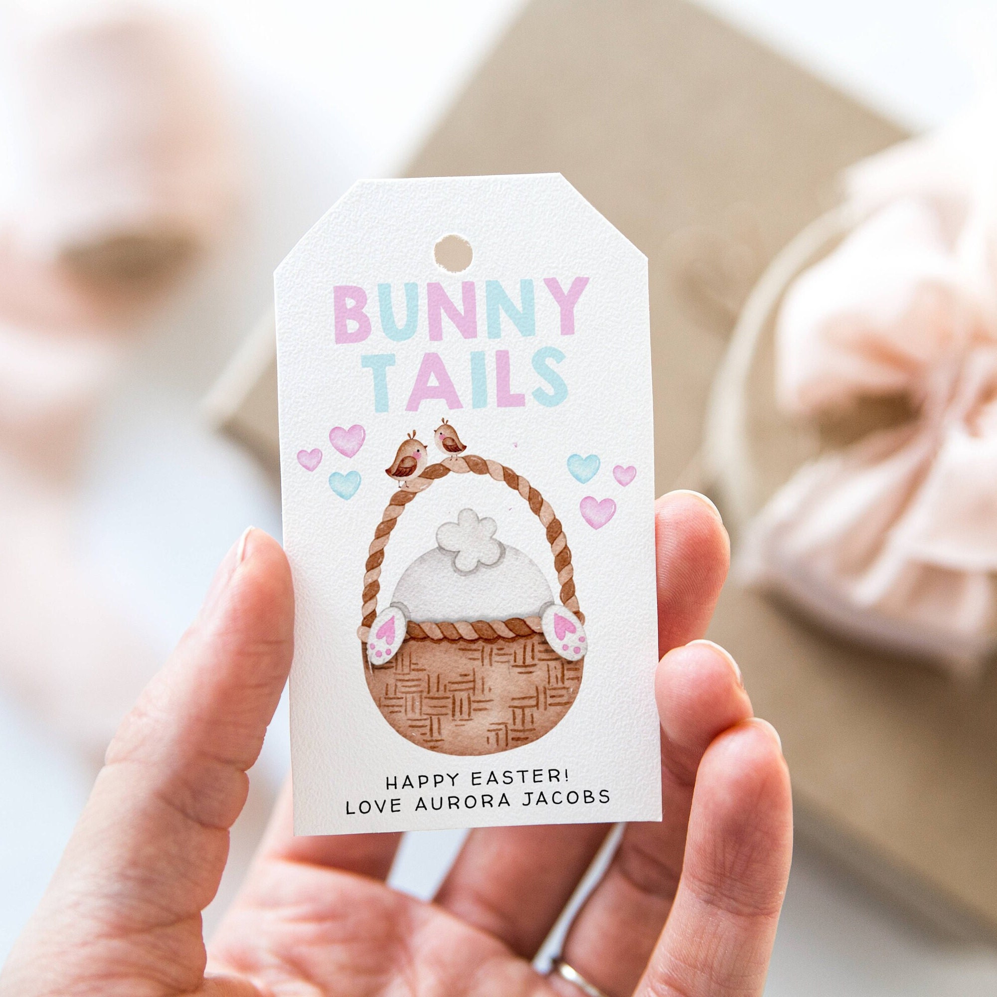 Easter Bunny Tails Gift Tag Template, Printable Easter Basket Favor ...