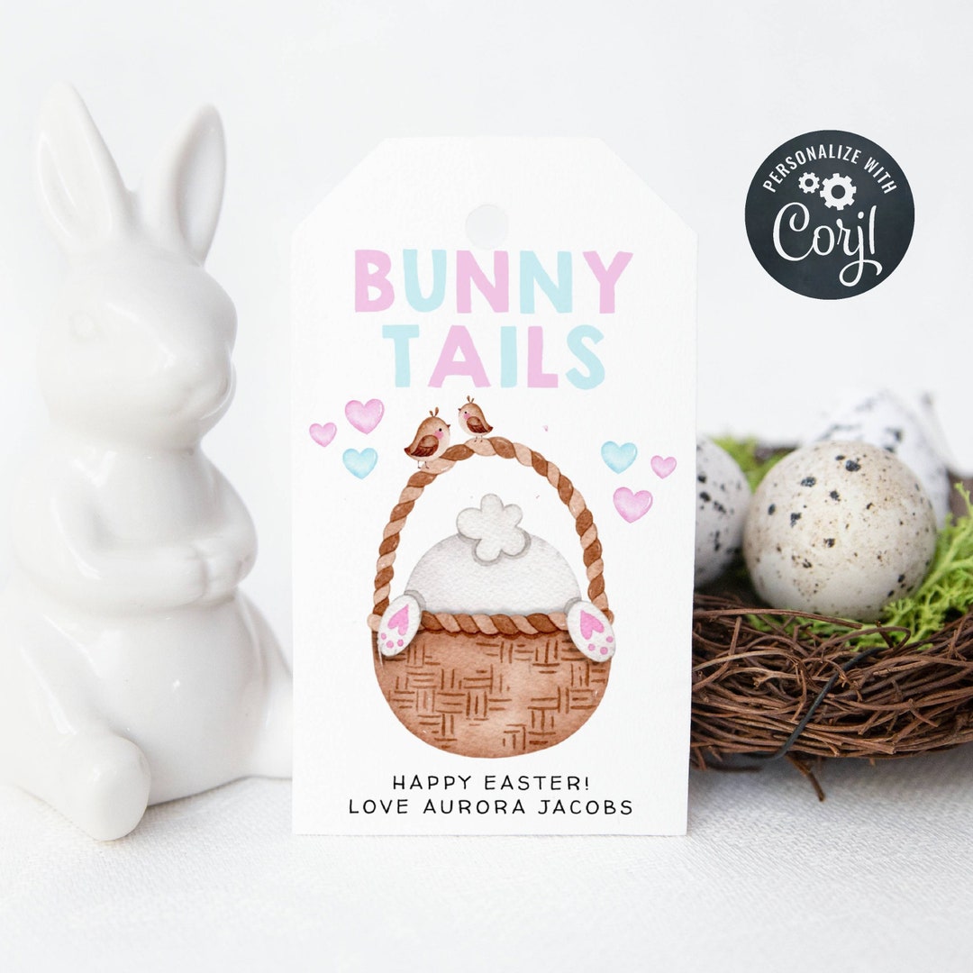 Easter Bunny Tails Gift Tag Template, Printable Easter Basket Favor ...
