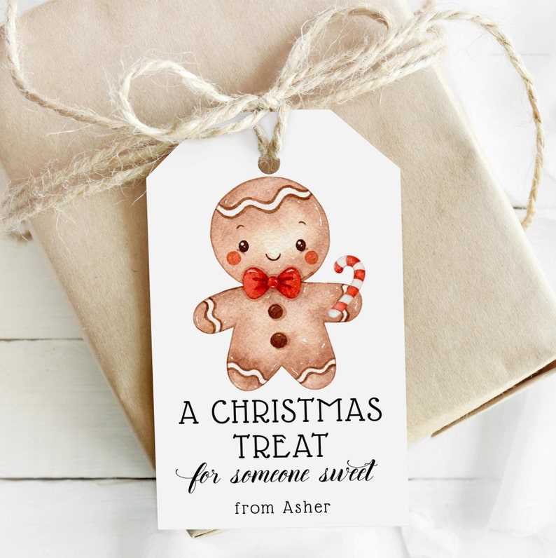 Gingerbread Man Christmas Gift Tag Template Printable Cute - Etsy