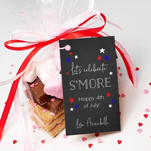 4th of July S'more's Favor Tag Template, Printable July Fourth Gift Tag ...