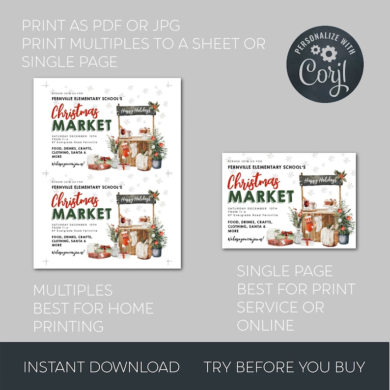 Editable Christmas Market Flyer Template Printable Holiday - Etsy