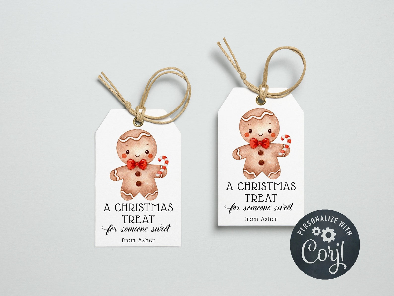 Gingerbread Man Christmas Gift Tag Template Printable Cute | Etsy