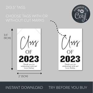 Minimalist Graduation Class of 2026 Favor Tag Template, Printable ...