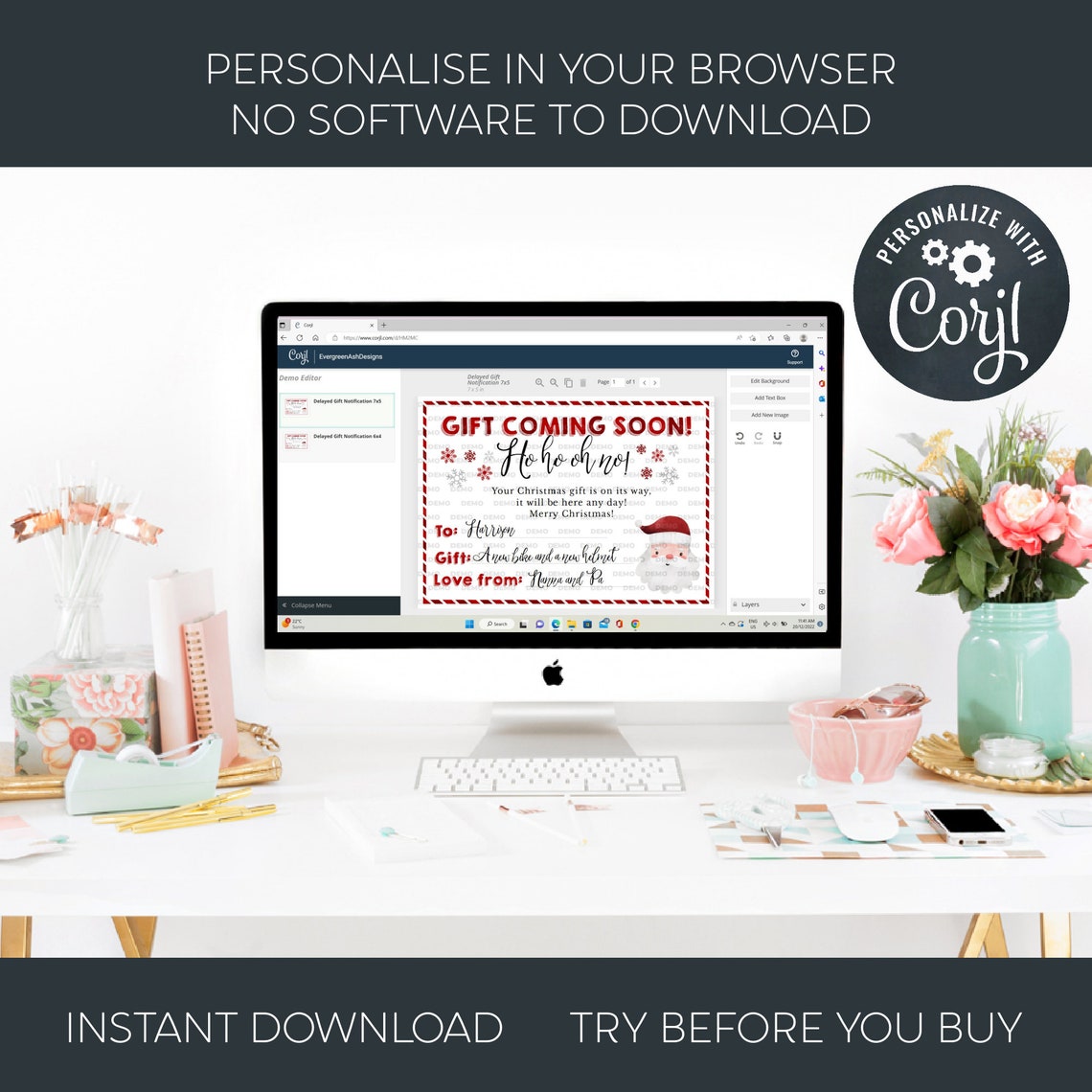 Printable Delayed Christmas Gift Card Template, Editable Gift Coming ...