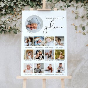 Printable One Year of Photo Poster Template, Modern 1st Birthday ...