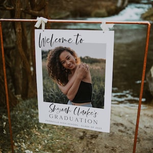 Modern Graduation Photo Welcome Sign Template, Printable Minimalist ...