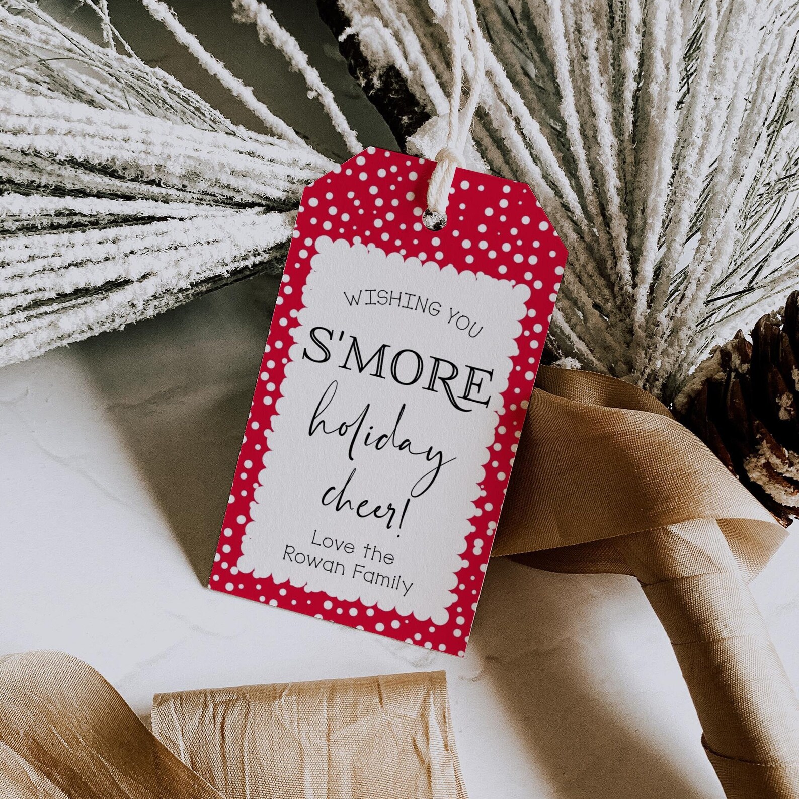 S'mores Christmas Gift Tag Template, Printable Holiday Favor Tag ...