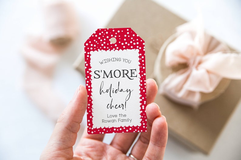 S'mores Christmas Gift Tag Template Printable Holiday | Etsy