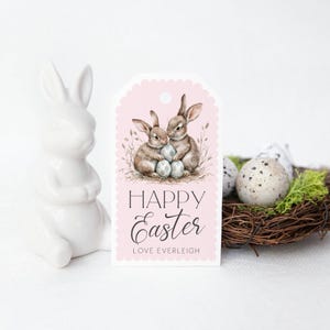 Happy Easter Gift Tag Template, Printable Bunnies Eggs Easter Basket ...