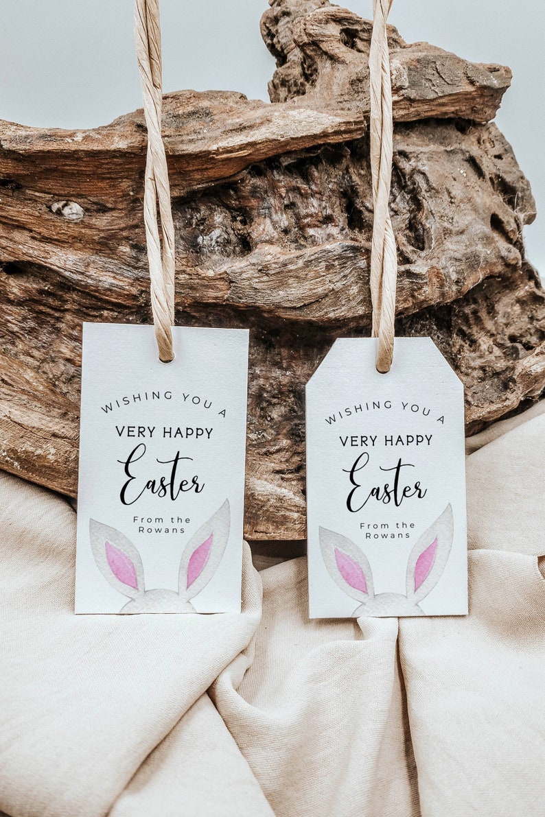 Happy Easter Gift Tag Template Printable Bunny Ears Easter - Etsy