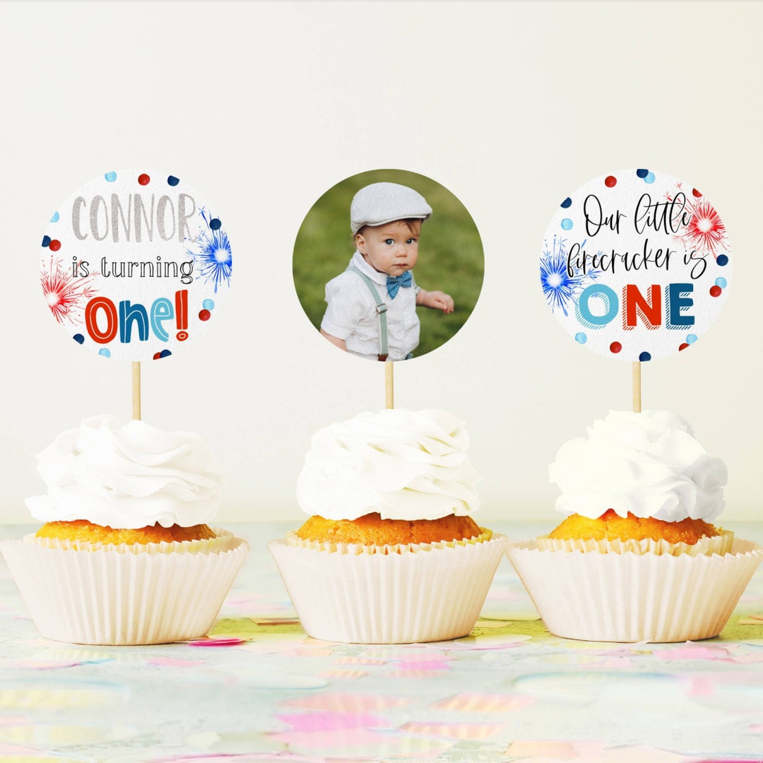 Printable 4th of July Birthday Cupcake Topper Template, Editable Our ...