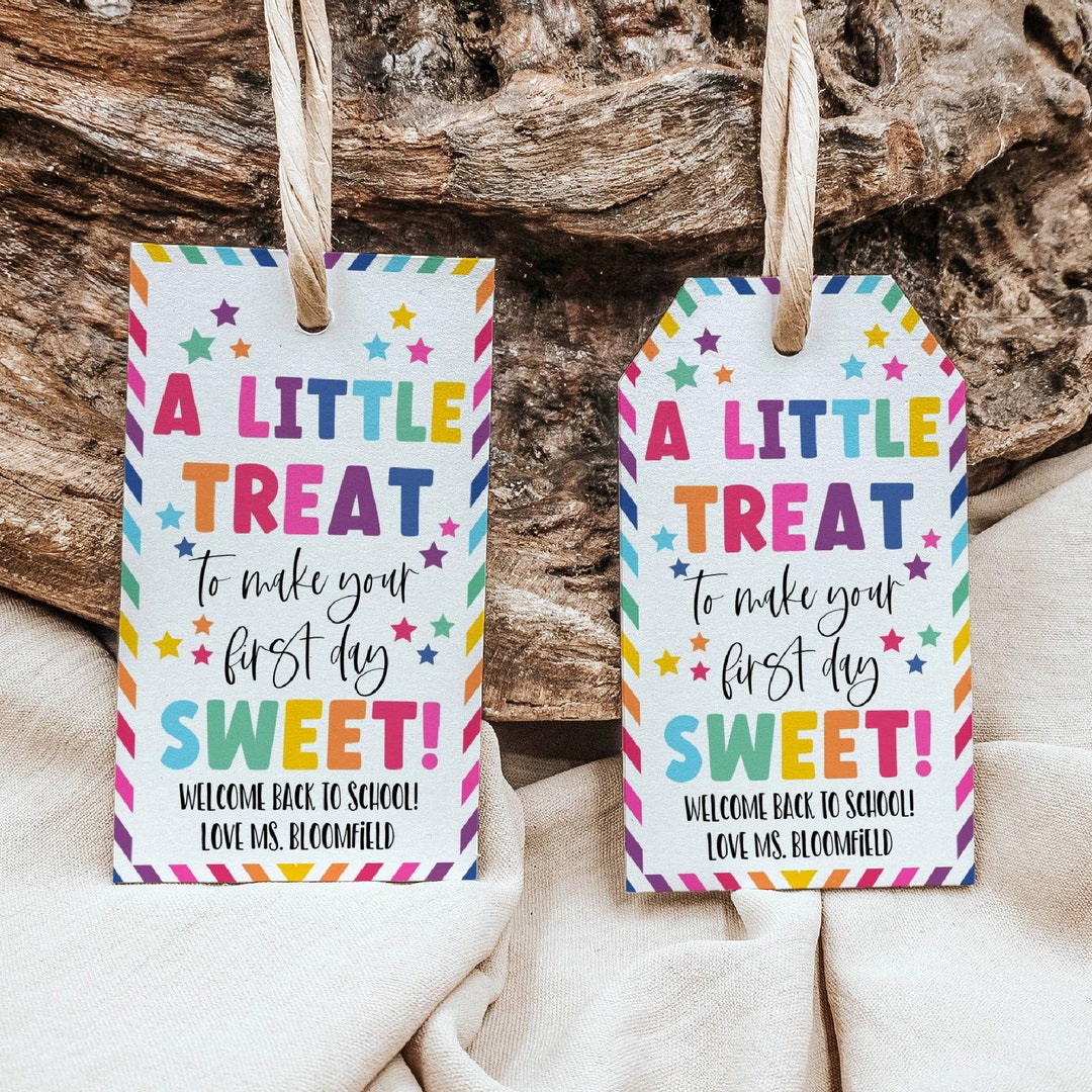 A Little Treat to Make Your First Day Sweet Gift Tag Template ...