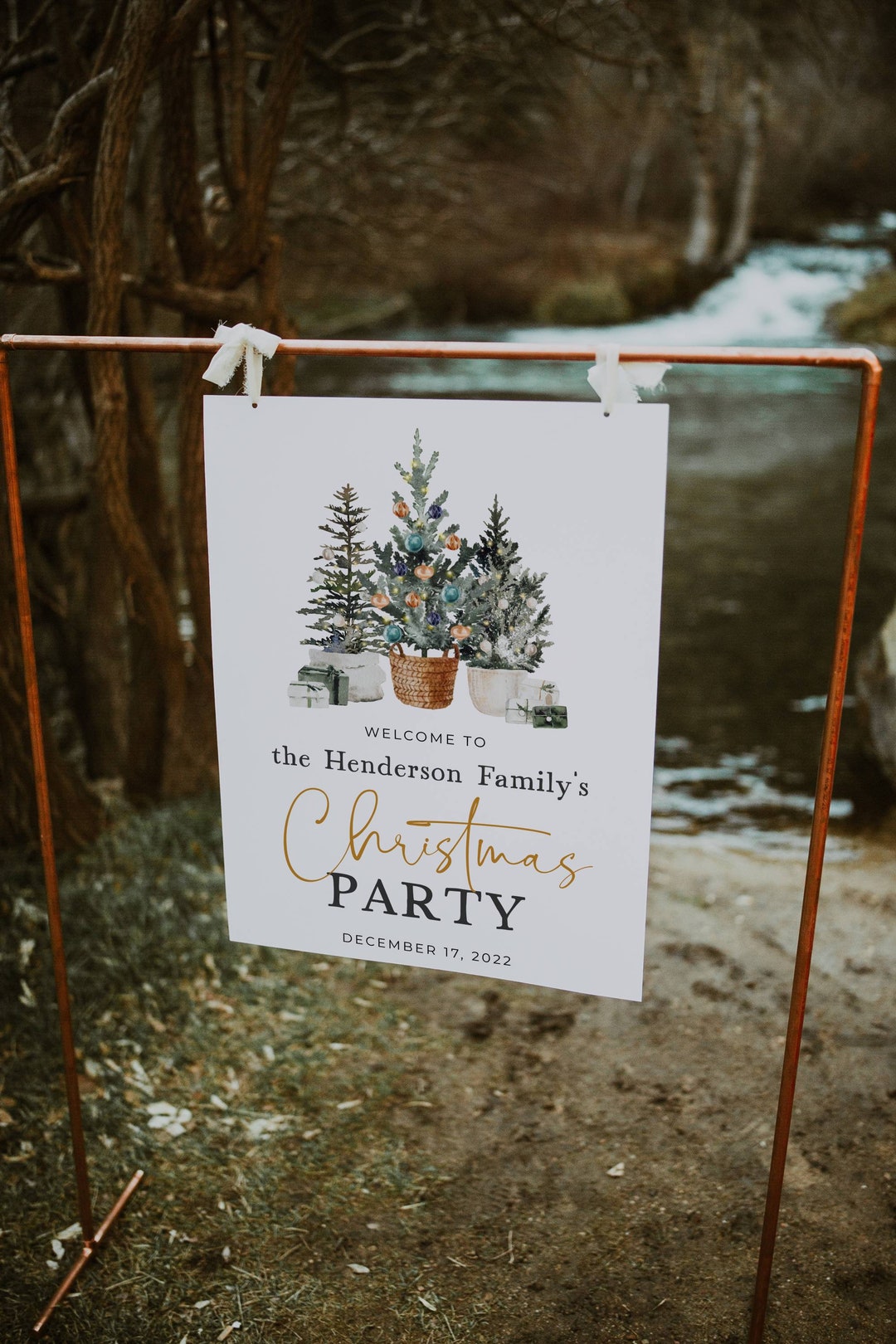 Christmas Party Welcome Sign Template, Printable Modern Holiday Welcome ...