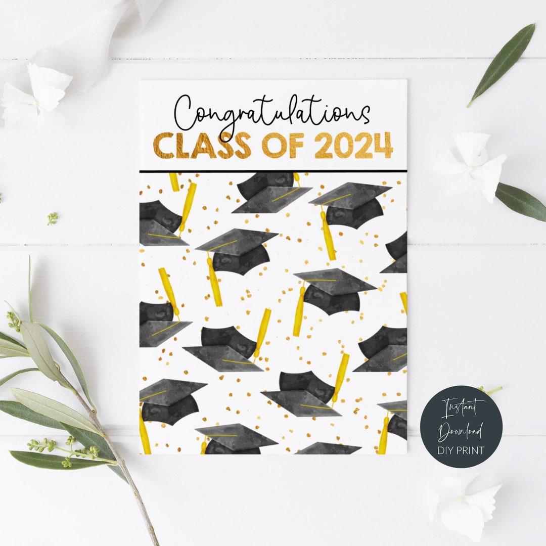 Printable Graduation Caps Mini Cookie Card, Congratulations Class of ...