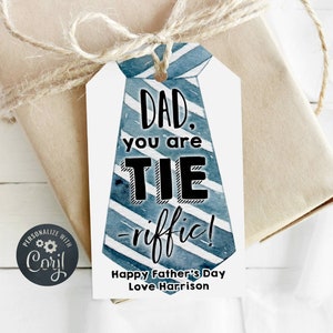Father's Day Tie Gift Tag Template, Printable You Are Tie-riffic Favor ...