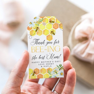 Mother's Day Honey Bee Gift Tag Template, Printable Mothers Day Favor ...